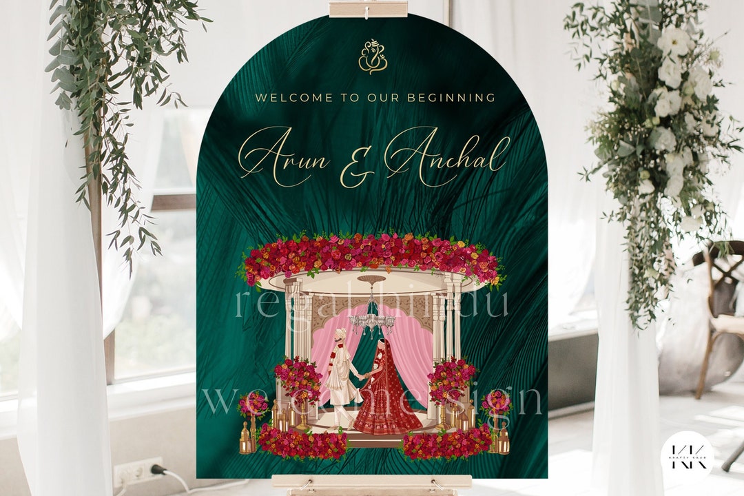 Indian Arch Wedding Welcome Sign Hindu Wedding Signs Printed on Foamex ...