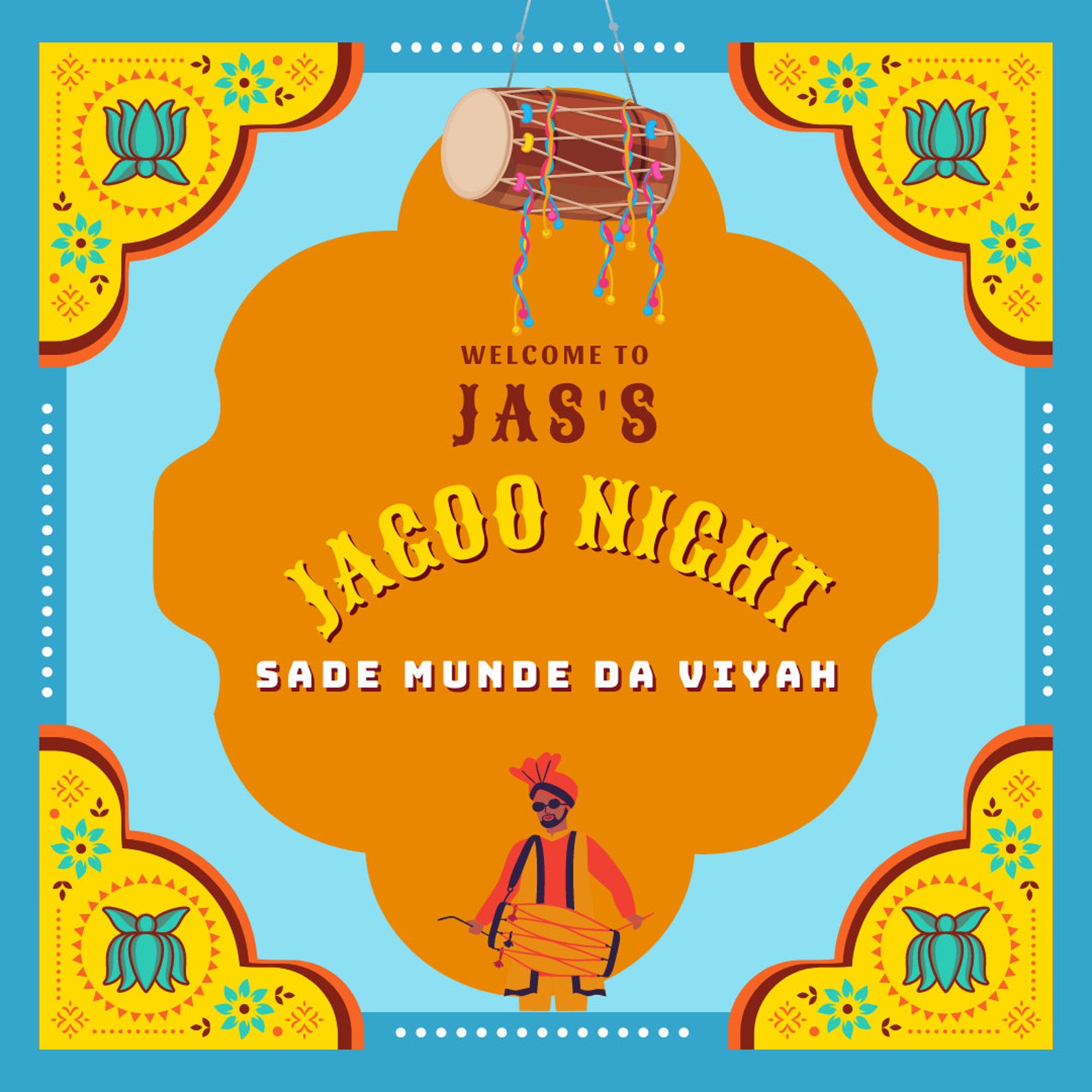 Punjabi Sikh Indian Wedding Sign Jago Maiya Desi Retro - Etsy