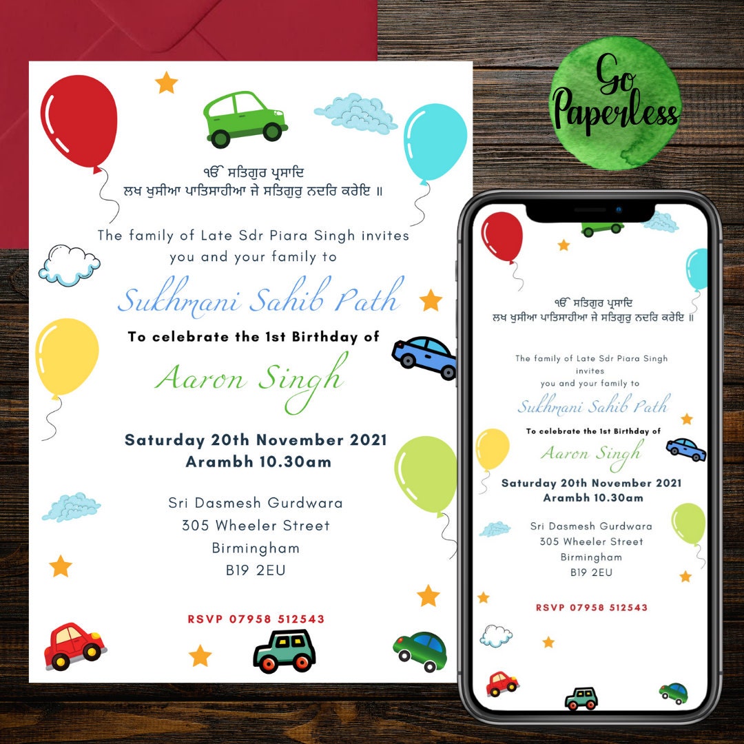 Asian / Indian Sikh Sukhmani Sahib Part Invitation Invite - Etsy UK