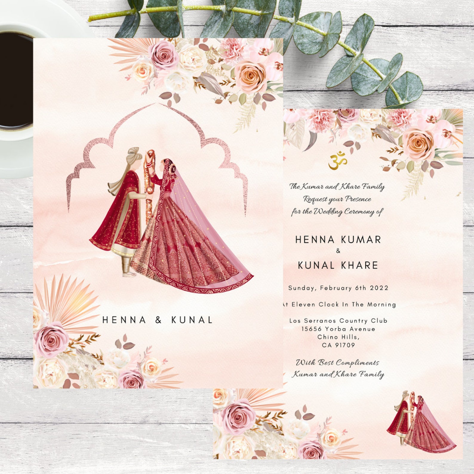 Modern Hindu Wedding Invitation | Digital 2-page Invite With Stunning ...