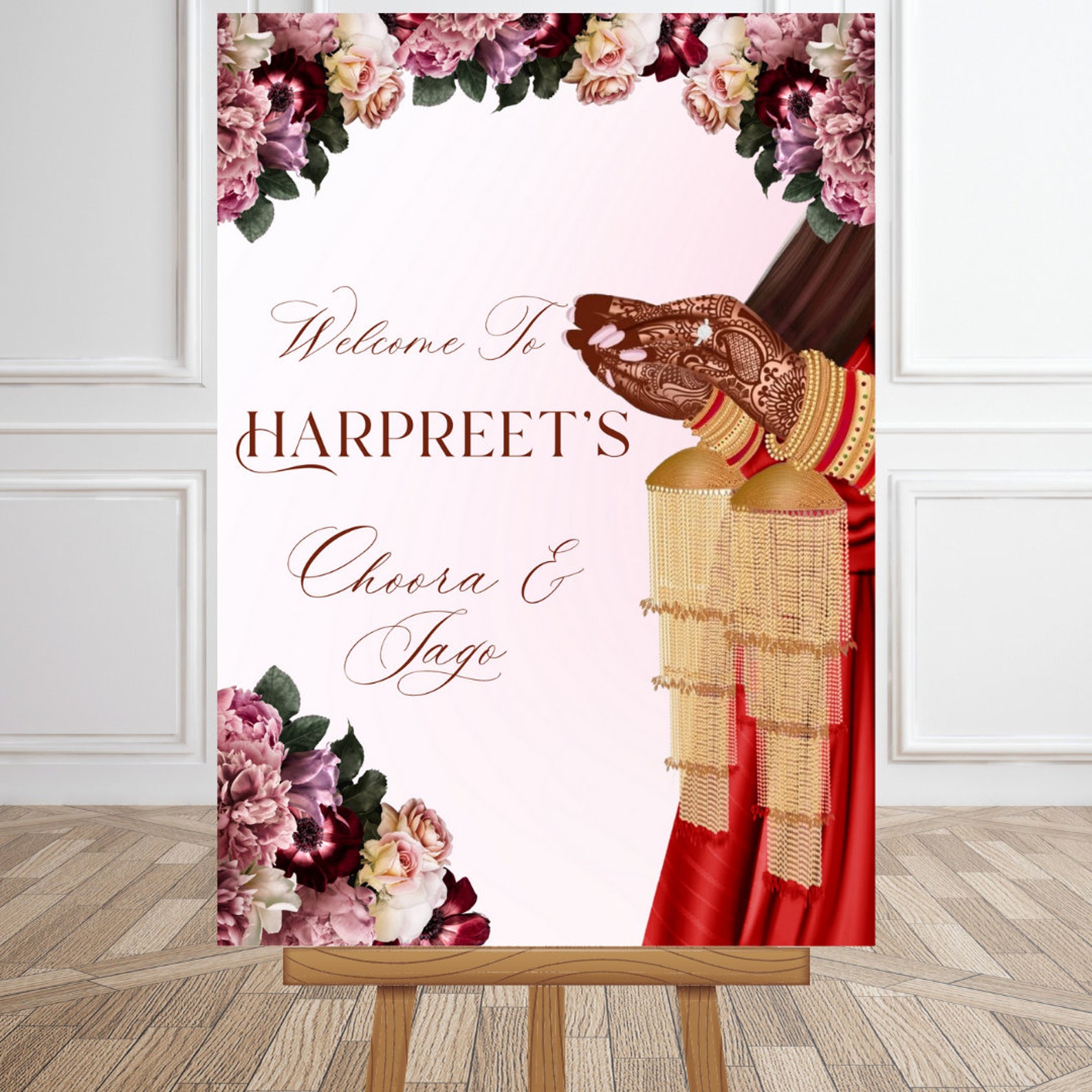 Punjabi Sikh Indian Wedding Welcome Sign Jago Choora Maiyan | Etsy