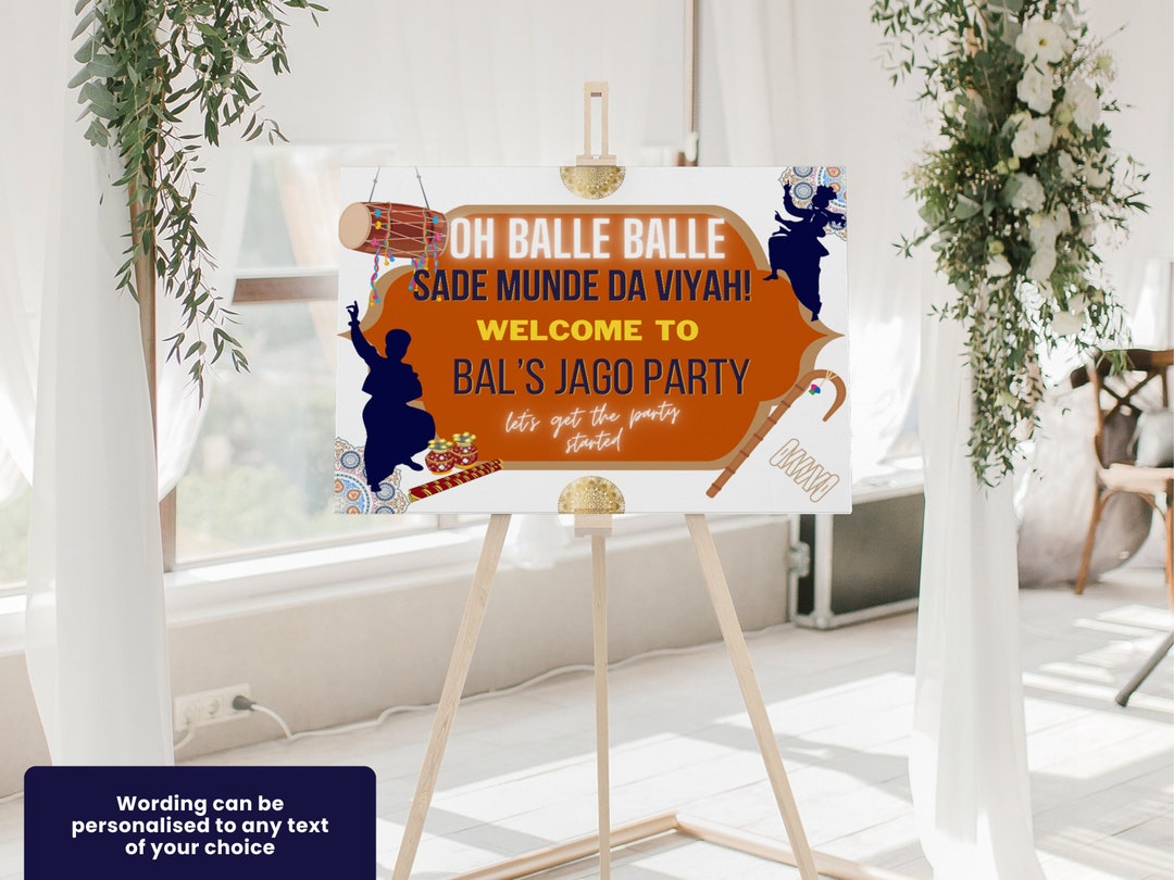 Jago Welcome Sign - Pre-wedding, Jaggo, Party, Bhangra and Dhol ...