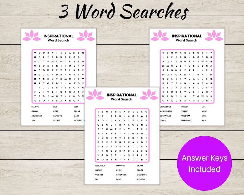 Inspirational Word Search 3 Printable Word Searches Answer Keys ...