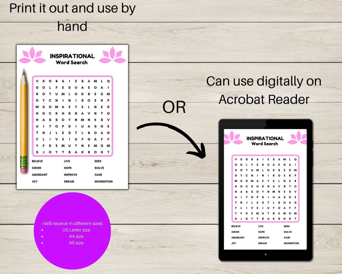 Inspirational Word Search 3 Printable Word Searches Answer - Etsy