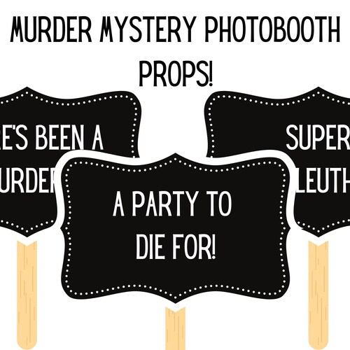 Murder Mystery Game Photobooth Props Black Instant Download - Etsy