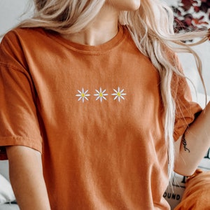 Embroidered Daisy Comfort Colors Shirt, Daisy Shirt, Comfort Colors ...