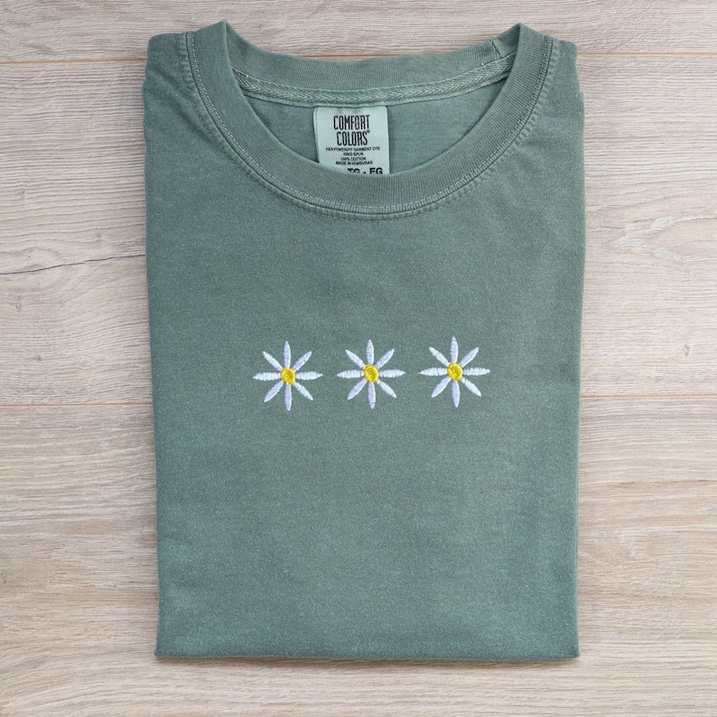 Embroidered Daisy Comfort Colors Shirt Daisy Shirt Comfort - Etsy