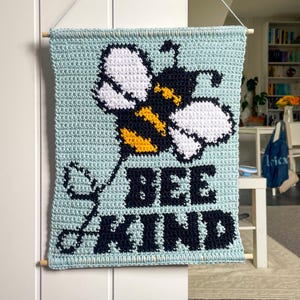 PDF | Bee Kind Wall Hanging Pattern | Crochet Home Decor | Tapestry ...