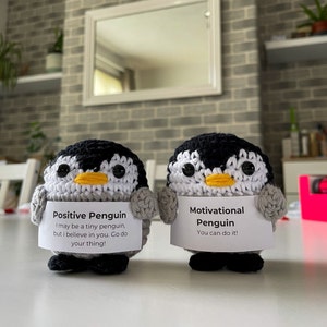 Crochet Positive Penguin | Motivational | Emotional Support - Etsy
