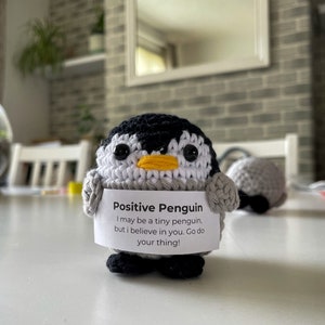 Crochet Positive Penguin | Motivational | Emotional Support - Etsy