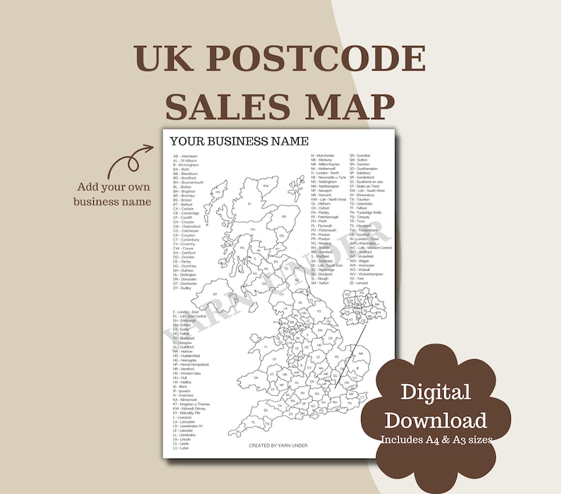 Personalisable UK Postcode Sales Map Business Sales Tracker - Etsy