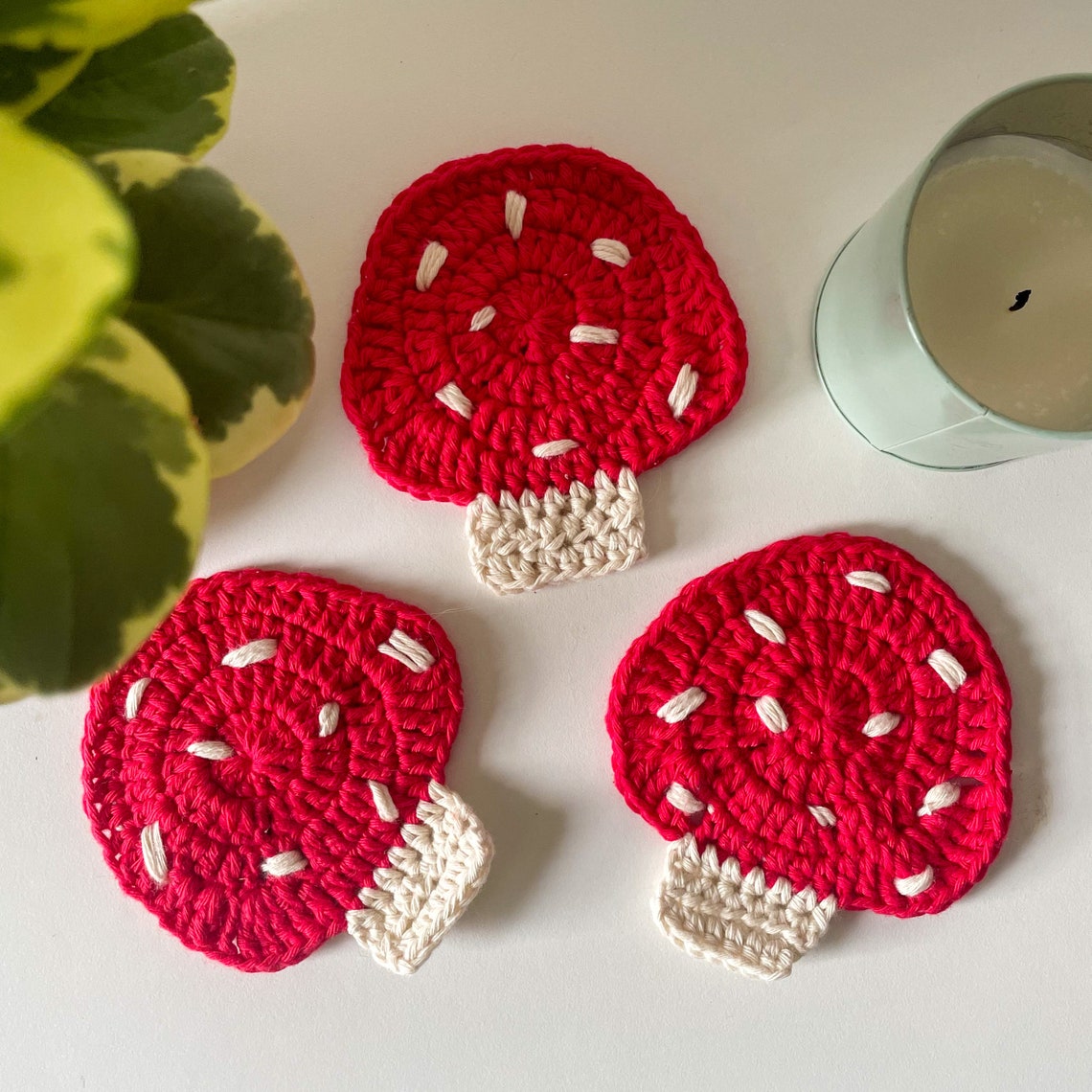 PDF | Crochet Mushroom Coaster Pattern | Autumnal Home Decor | Fall - Etsy