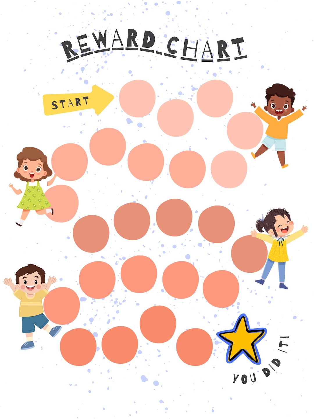 Fun Kids Reward Chart Printable, Colorful Behavior Tracker for Positive ...