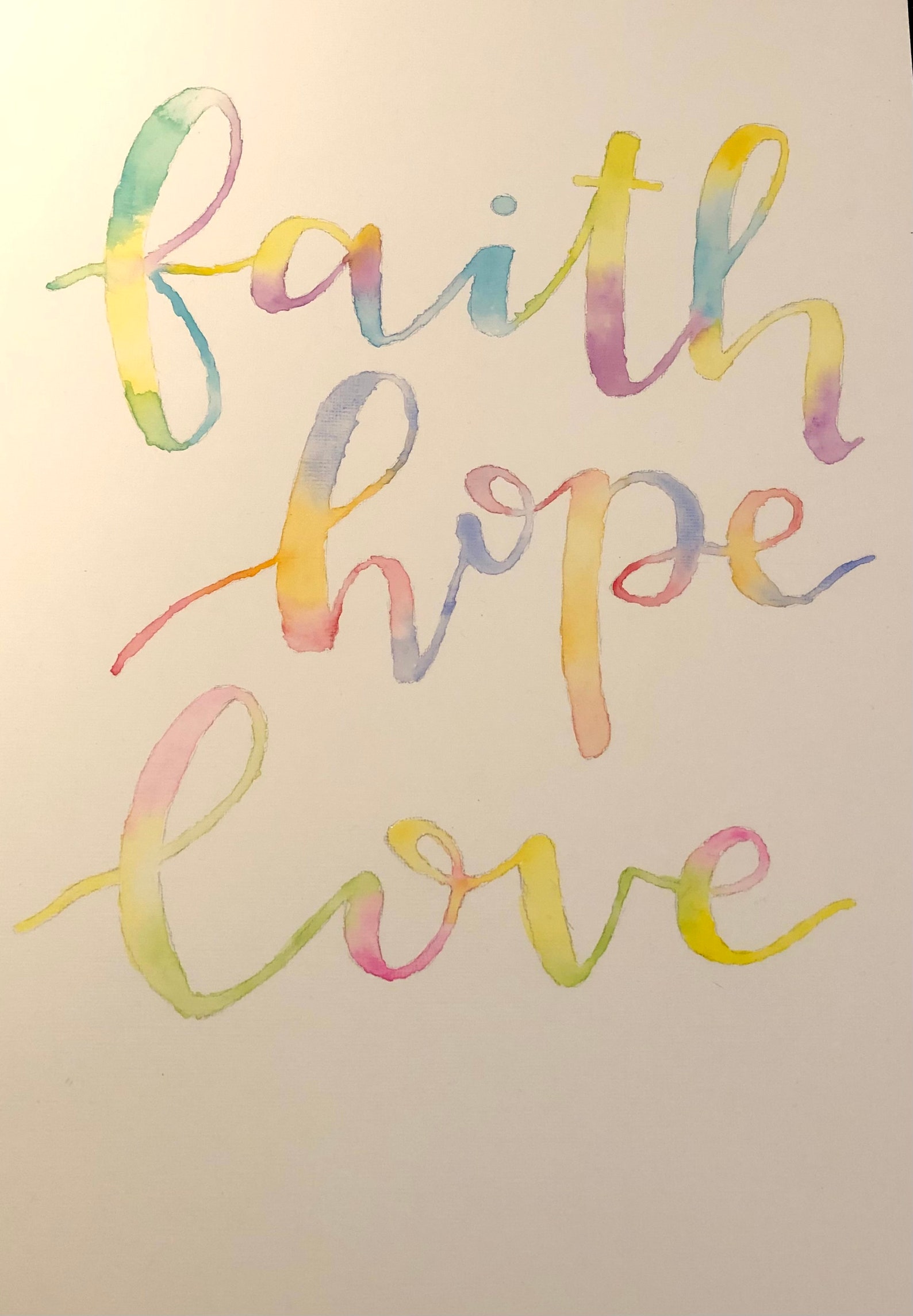 Faith Hope Love Watercolour Painting - Etsy UK