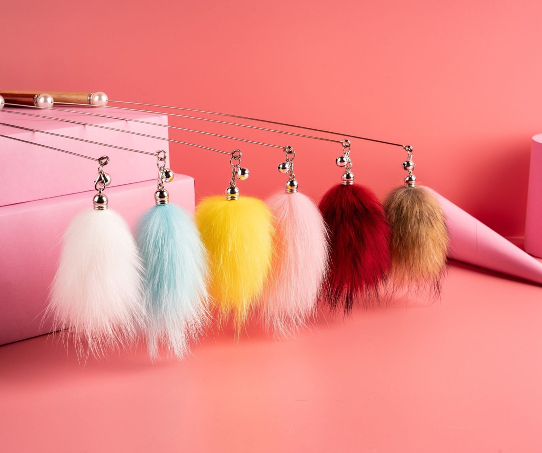 Wand Cat Toy With Fox Fur Fur on a Stick Teaser Cat Toy - Etsy