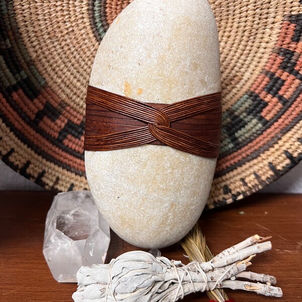 Leather Wrapped Rock - Etsy