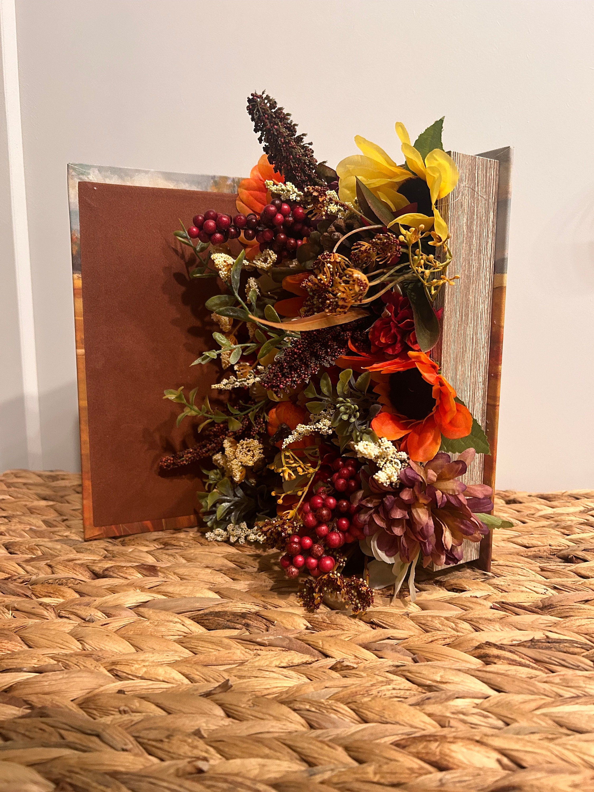 Fall Floral Painted Book Arrangement - Etsy