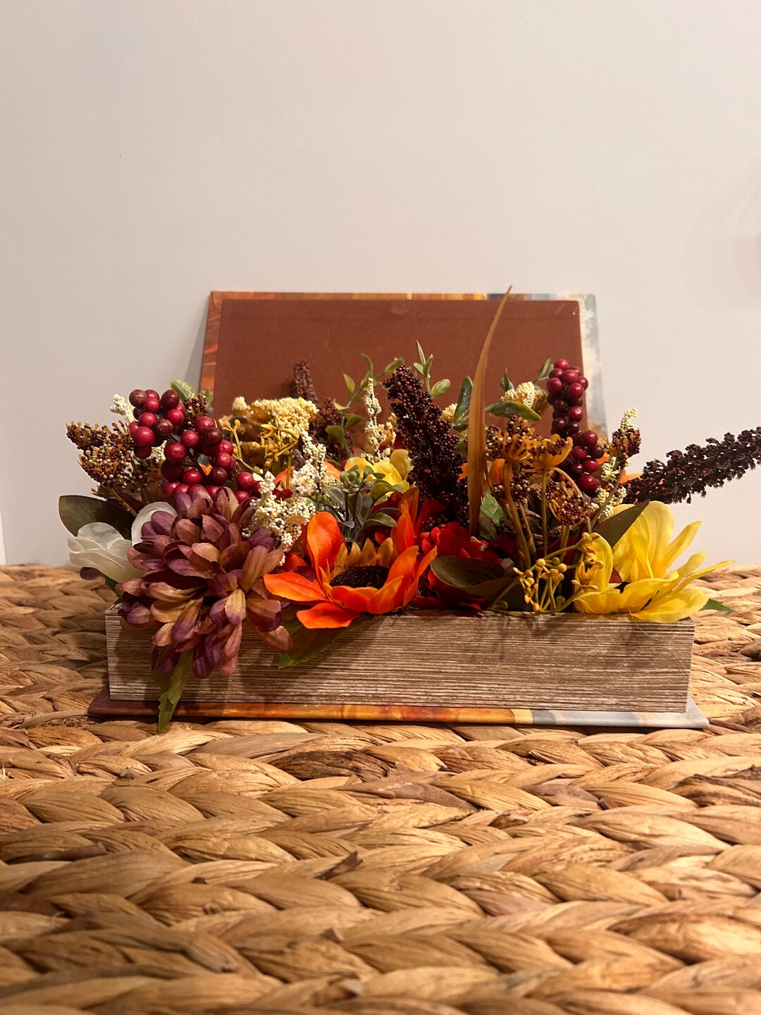 Fall Floral Painted Book Arrangement - Etsy