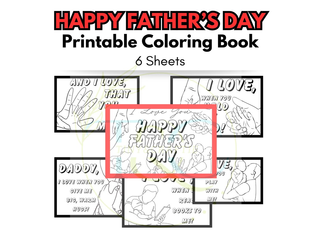 Happy Fathers Day Coloring Book, Digital Download, Dad Coloring Book ...