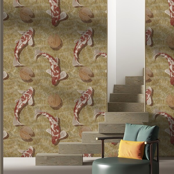 Red Koi Fish Wallpaper - Etsy