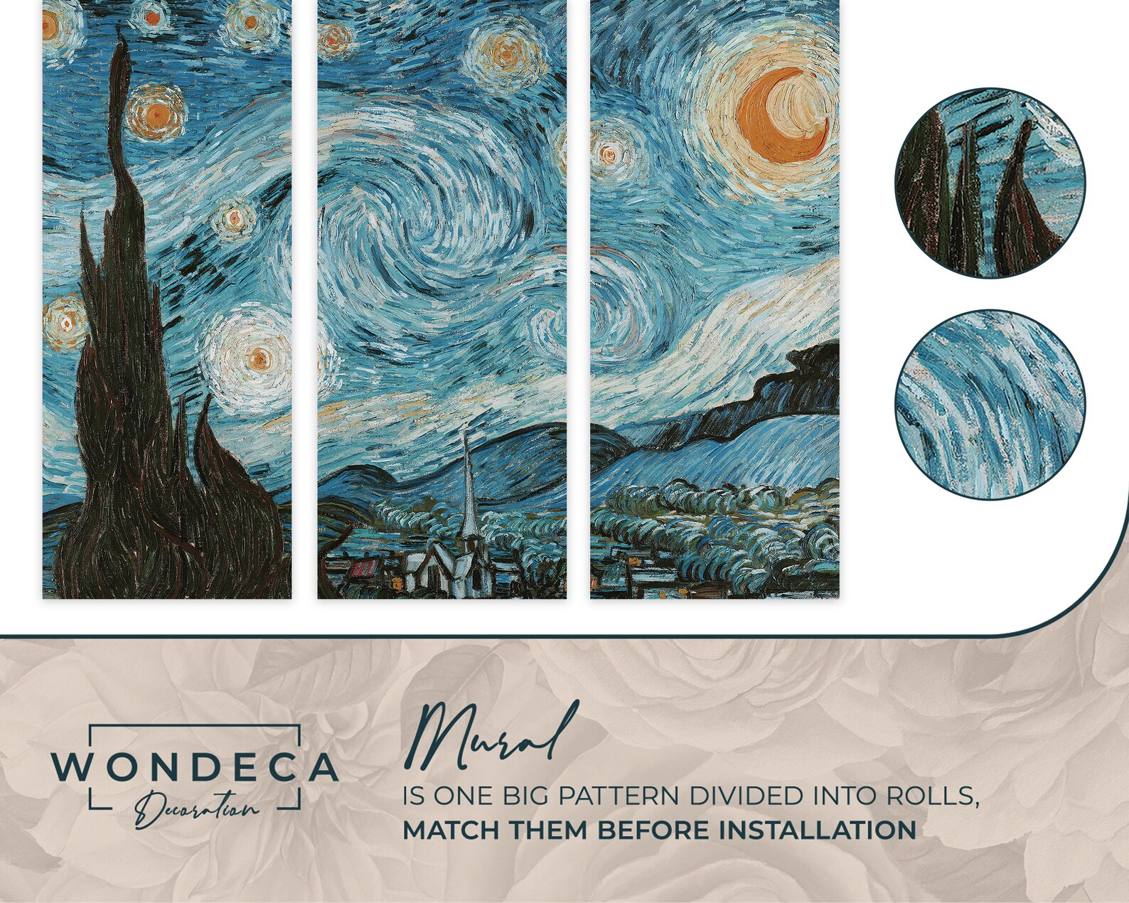 Starry Night Van Gogh Painting Wallpaper Removable Wallpaper | Etsy