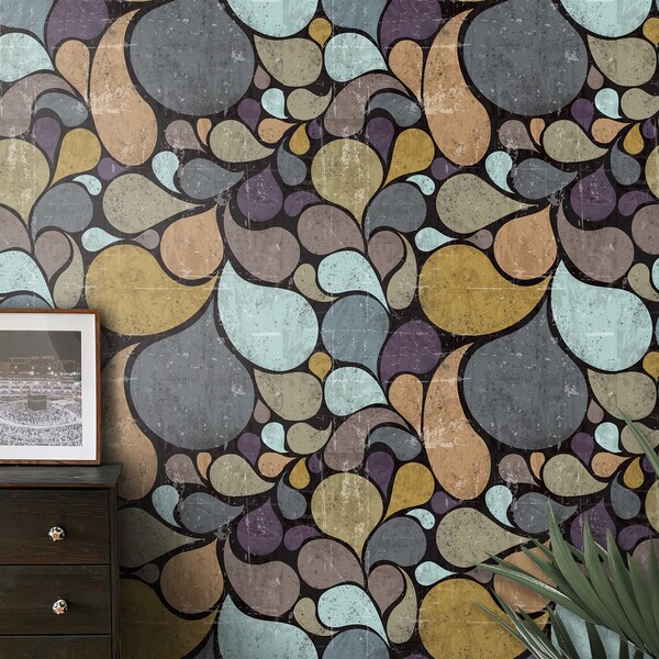 Abstract Retro Drops Wallpaper - Etsy