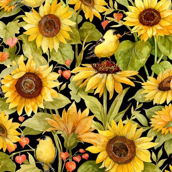 Sunflower Fabric by the Yard - Etsy
