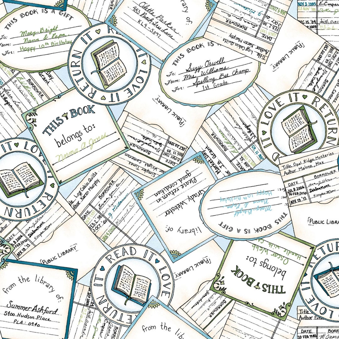 Book Labels in Blue, This Book Belongs To, Readerville by Maywood ...