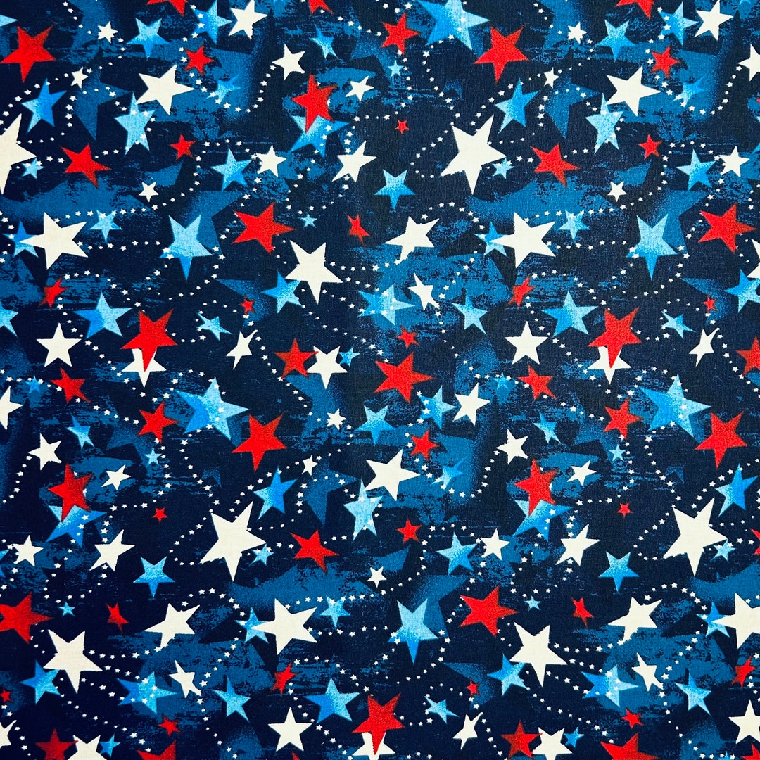 Tossed Stars in Red, White and Blue for Galaxy Fabrics; A Patriotic USA ...