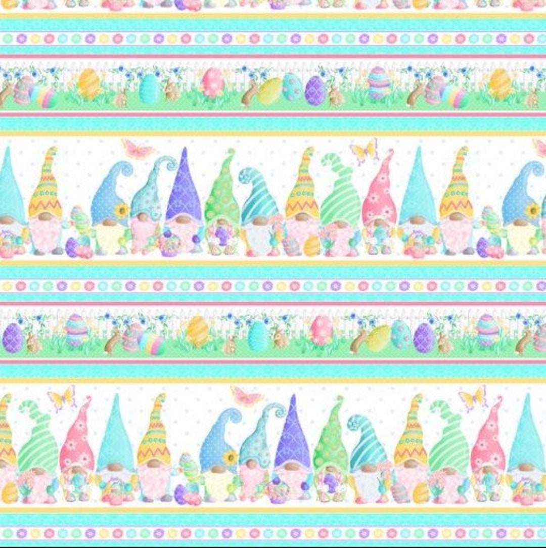 Spring Garden Gnomes, Garden Gnome Stripes Border, Kanvas Studio ...