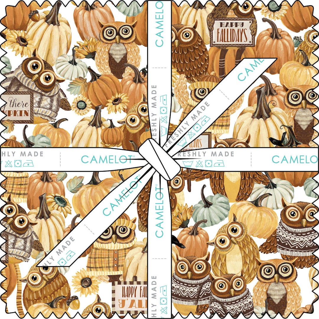 Happy Fallidays 10" Squares Layer Cake by Camelot Fabric, Owls and ...