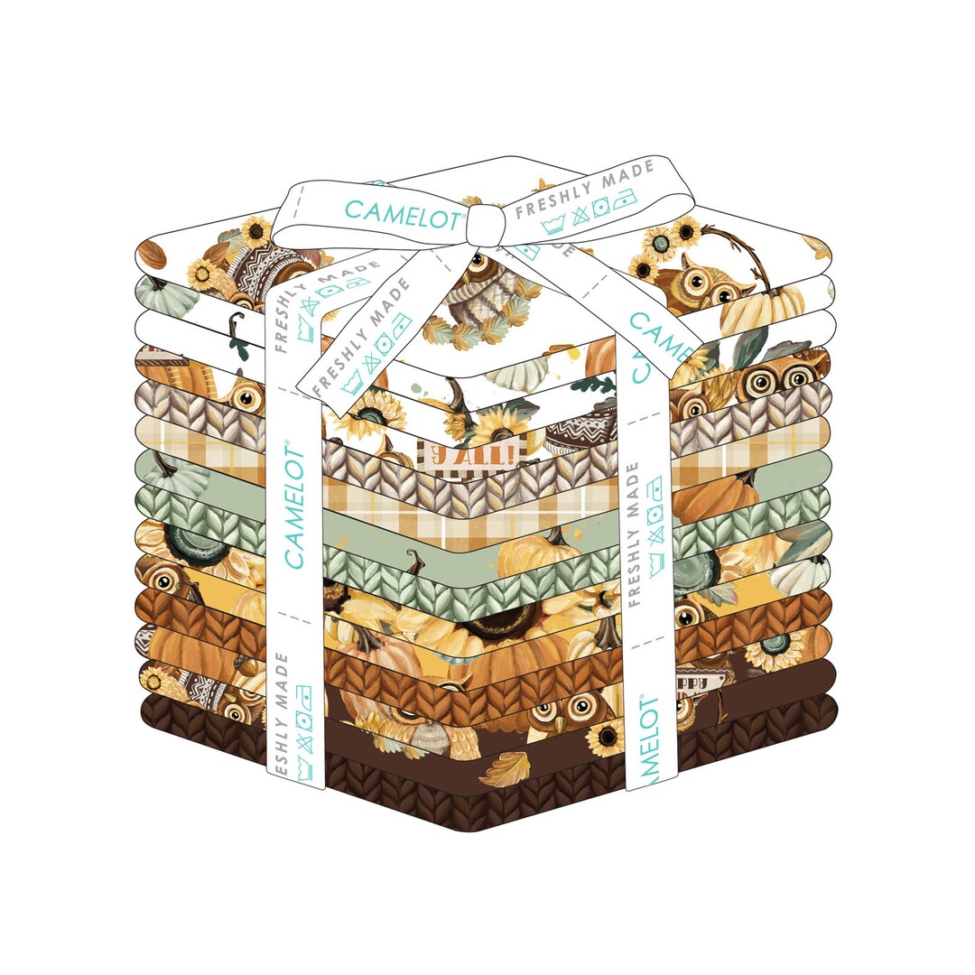 Happy Fallidays 14 Piece FQ Bundle by Camelot Fabric. Owls and Pumpkins ...