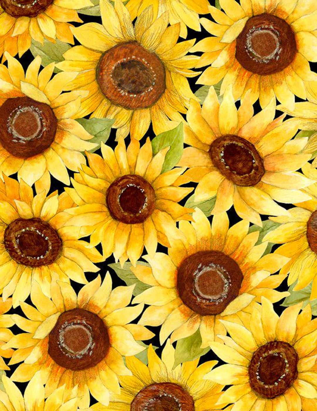 Sunflower Splendor Fabric by the Yard, Packed Sunflowers by Susan ...