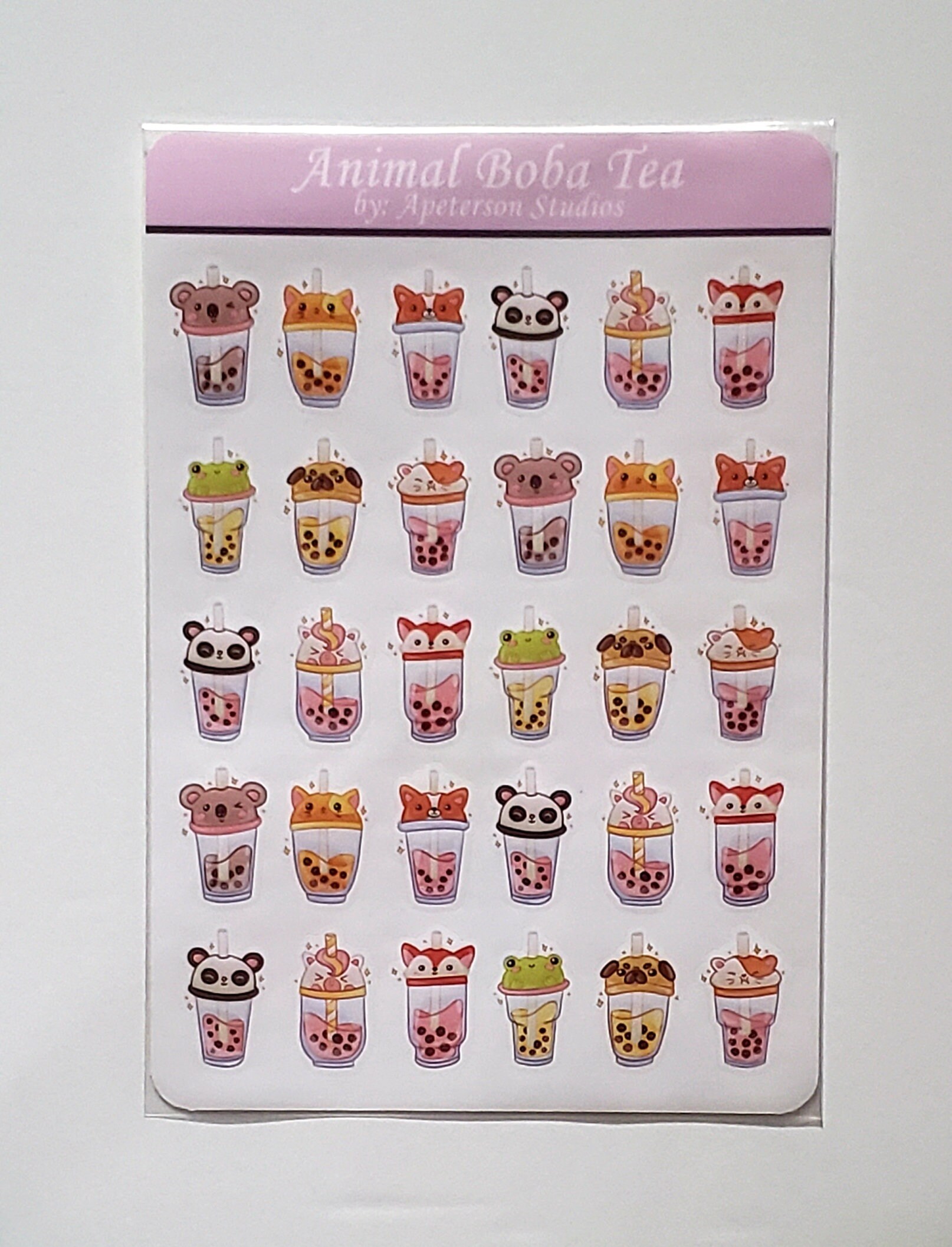 Animal Boba Bullet Journal Sticker Sheet - Etsy