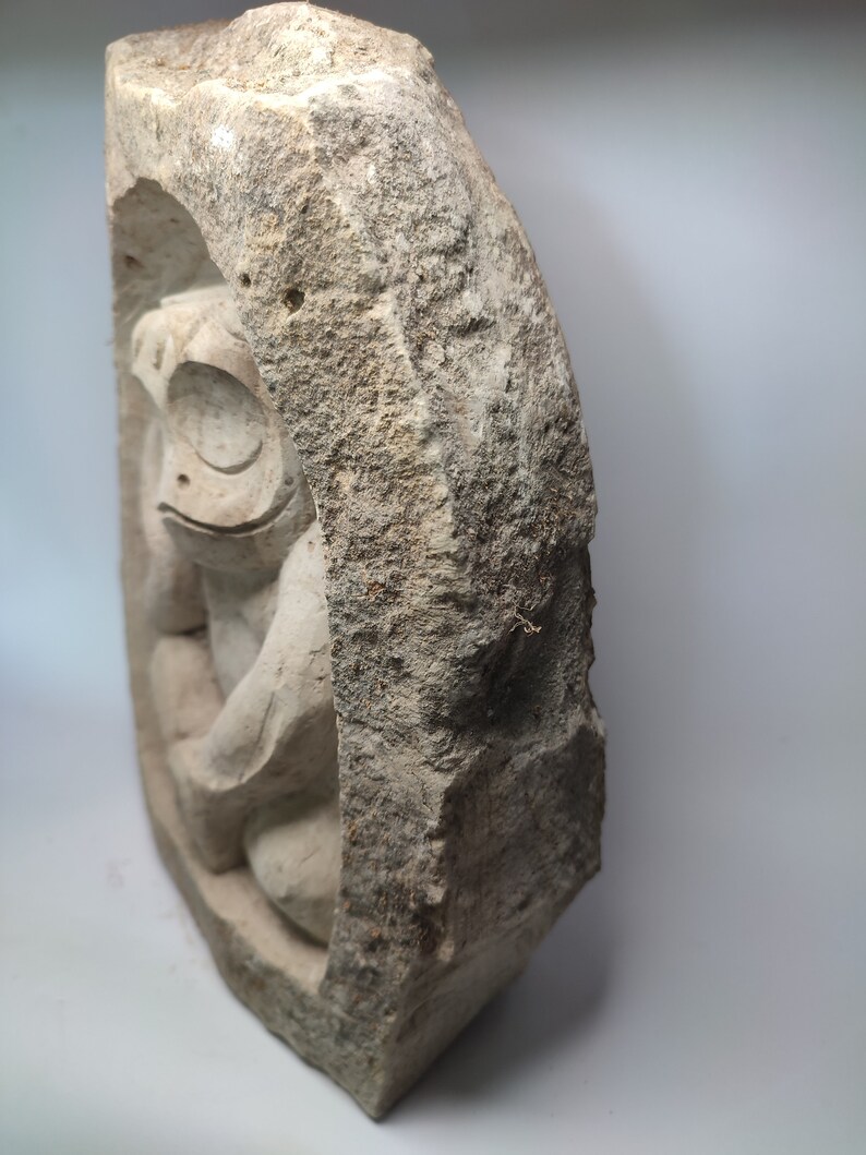 Cute Sleeping Kappa Statue With Natural Stone Carving : Nature Décor ...