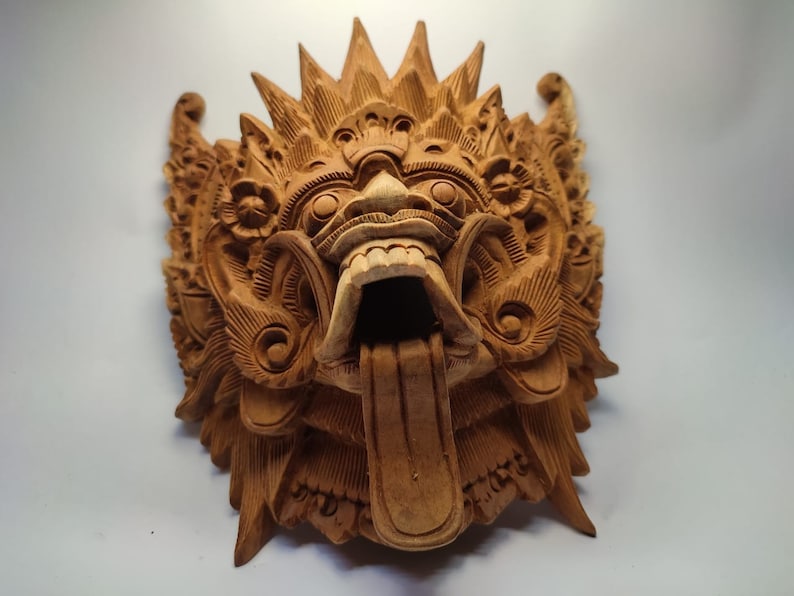 Balinese Myth Rangda Face, Wood Sculpture Carving | Rangda Mask Carving ...