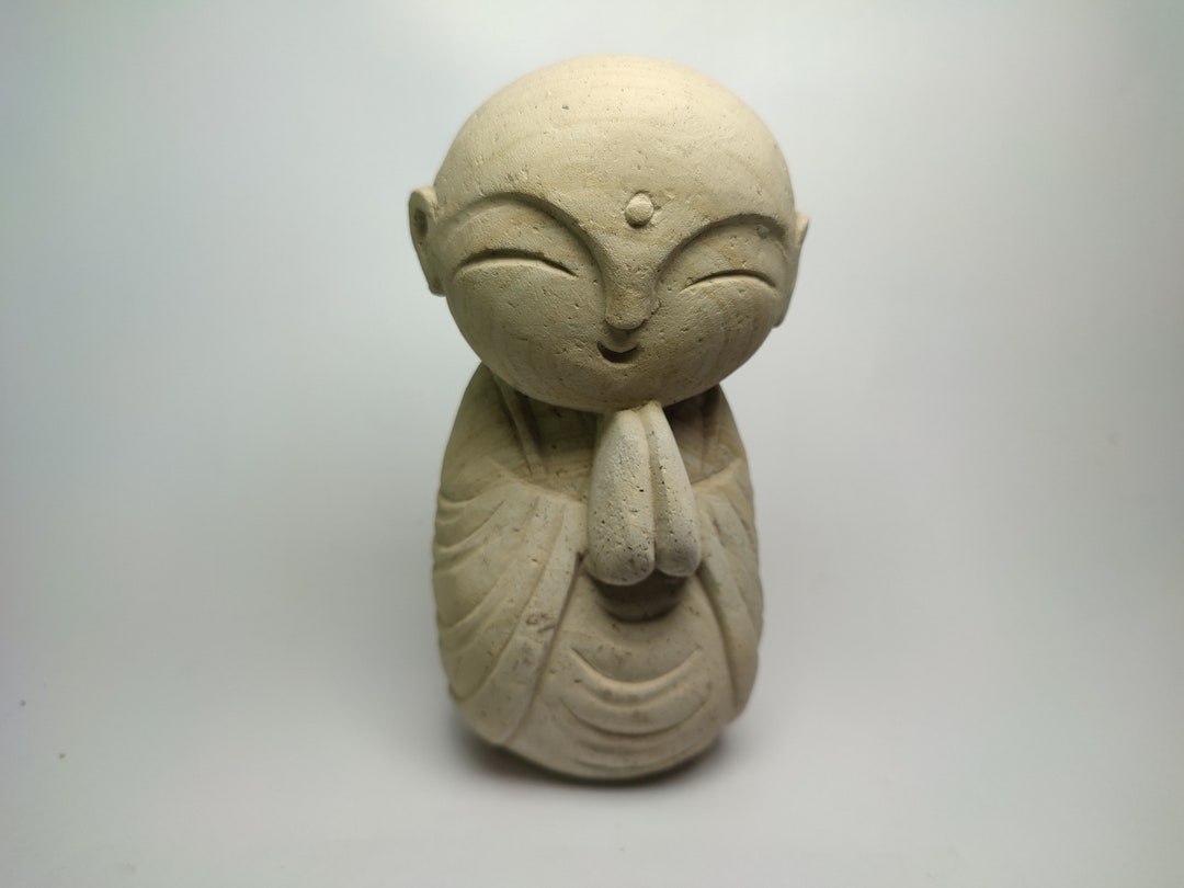 Cute Smiling Buddha Jizo Sculpture Statue : Nature Decor | Jizo Figure ...