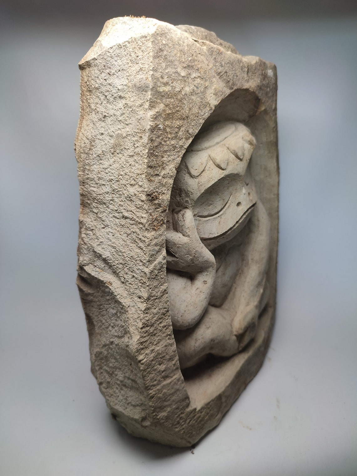 Cute Sleeping Kappa Statue With Natural Stone Carving : Nature Décor ...