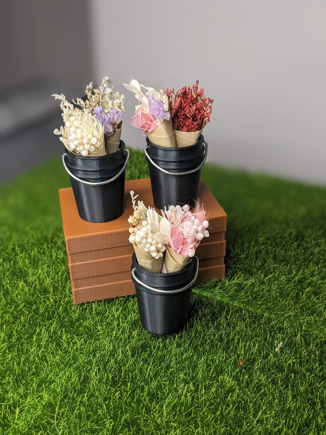 1:12 Flowers & Buckets Miniature Bouquet Display Mini Flower Stand ...