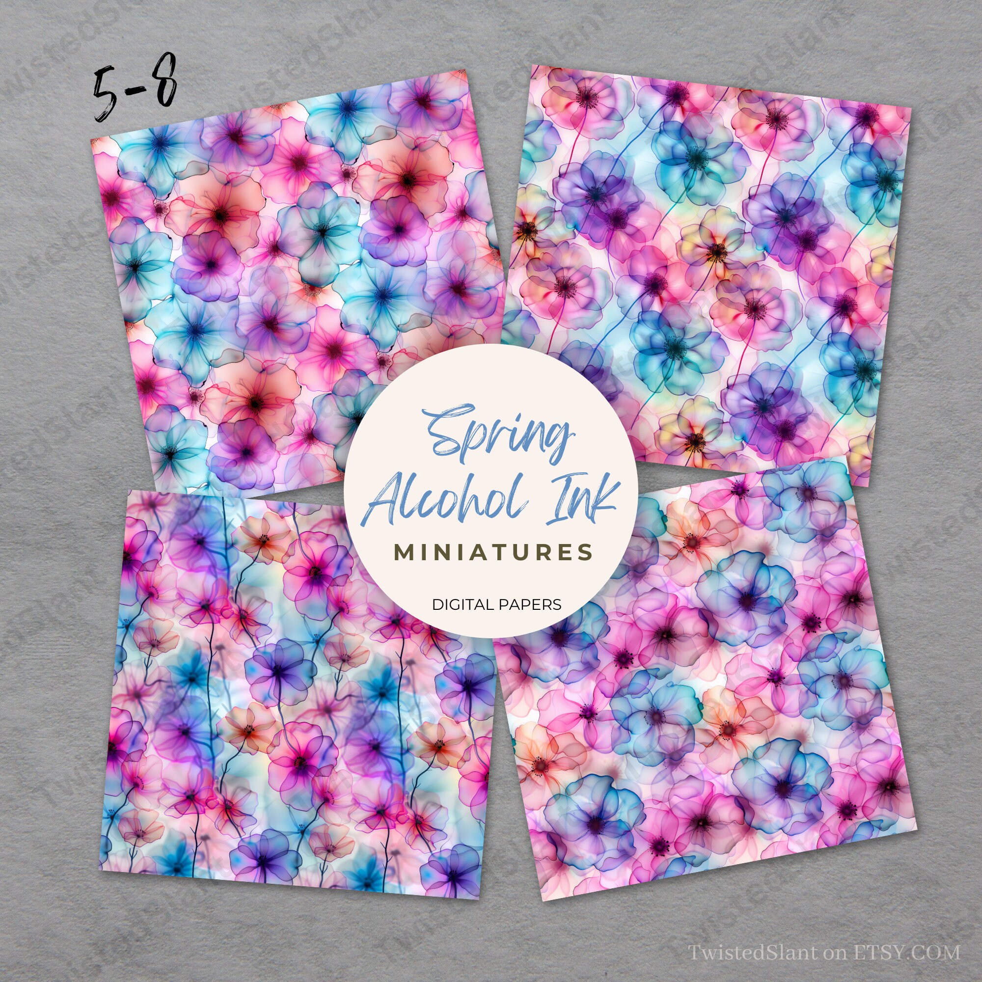 Floral Alcohol Ink Digital Paper | INSTANT DOWNLOAD | Seamless Textures ...