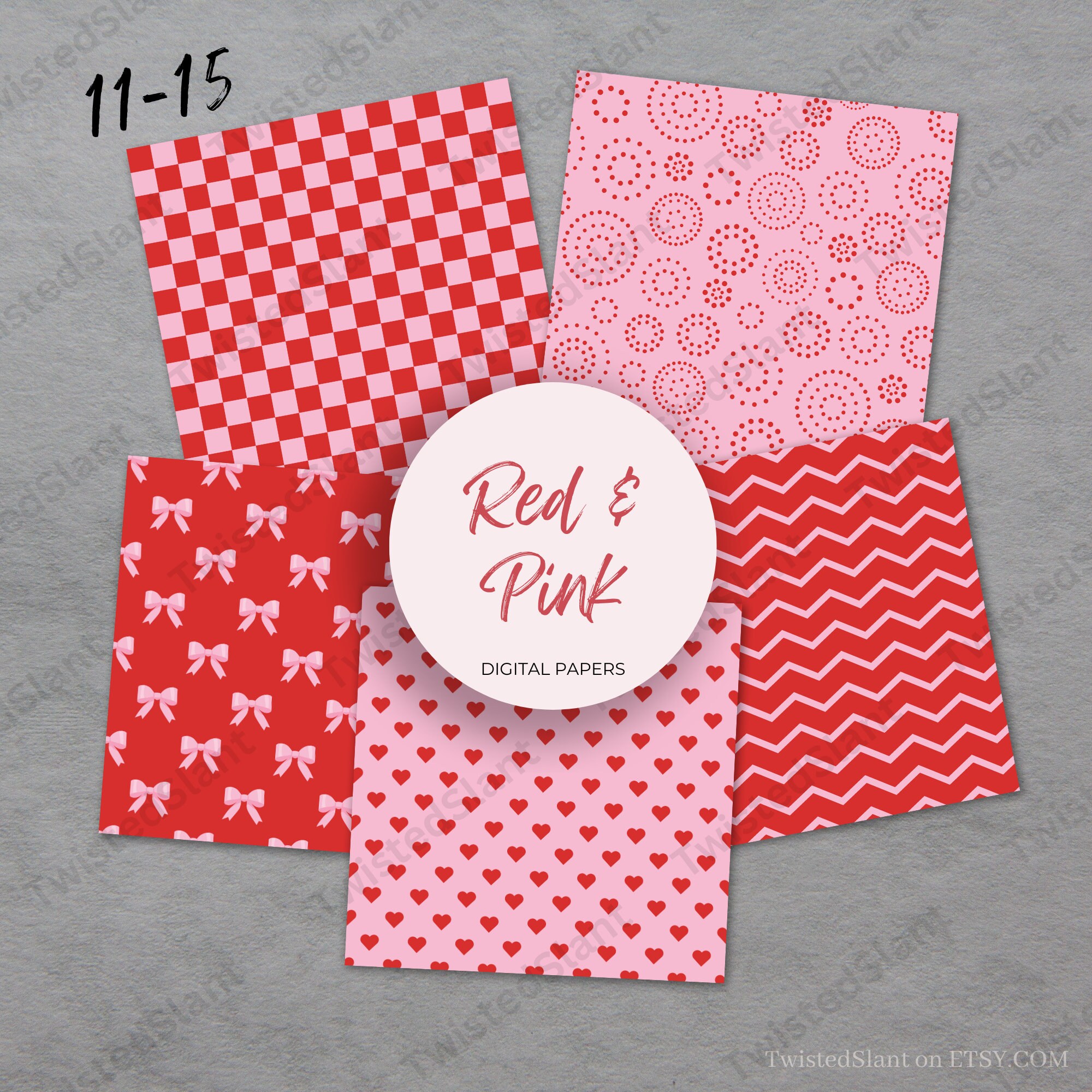 Red and Pink Digital Paper | INSTANT DOWNLOAD | Seamless Geometric ...
