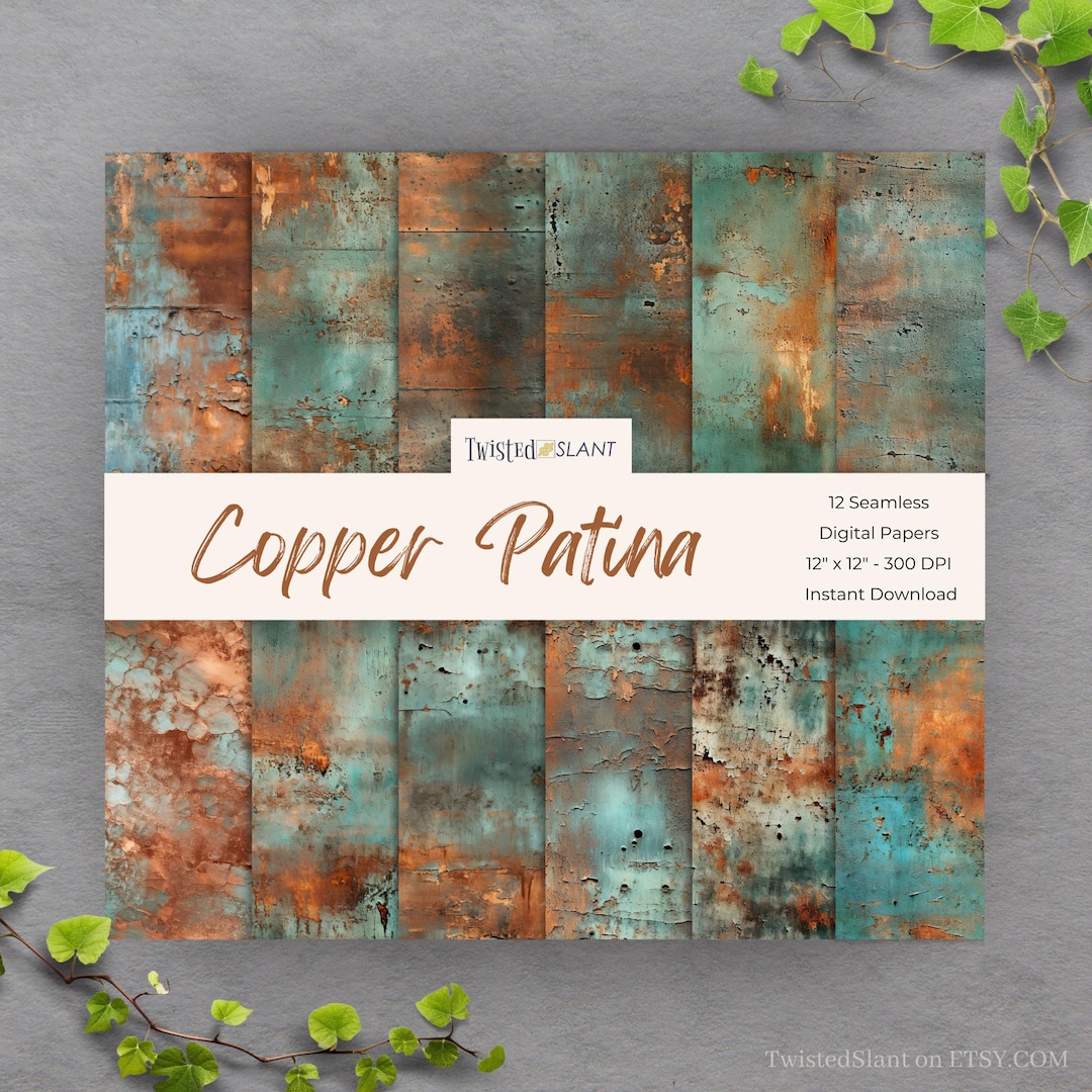 Digital Paper Copper Patina | INSTANT DOWNLOAD | Rustic Digital Paper ...