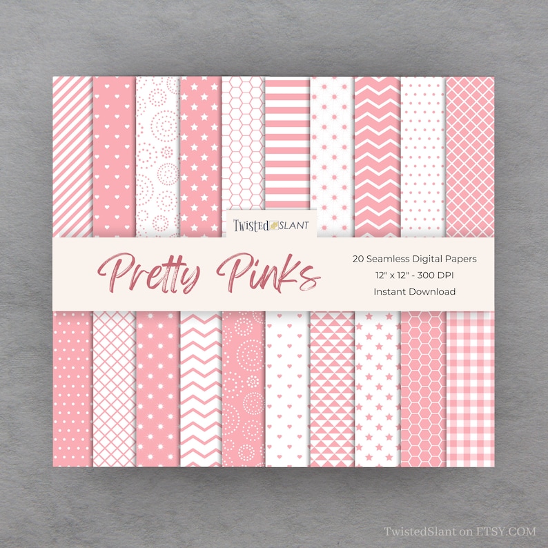 Pink Digital Paper INSTANT DOWNLOAD Seamless Papers Pink Junk Journal ...