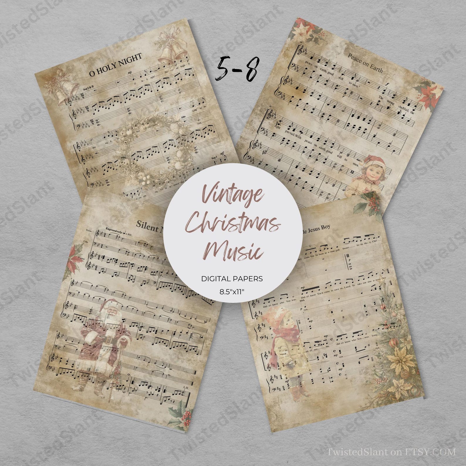 Digital Christmas Music Paper | INSTANT DOWNLOAD | Christmas Sheet ...