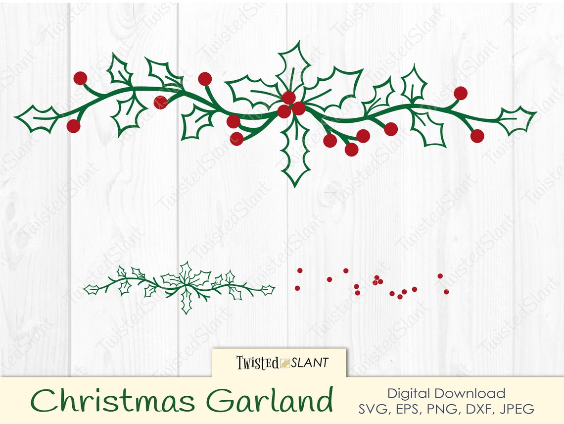 Garland Svg, Christmas Wreath Svg, Christmas Wreath Clipart, Holly Svg ...