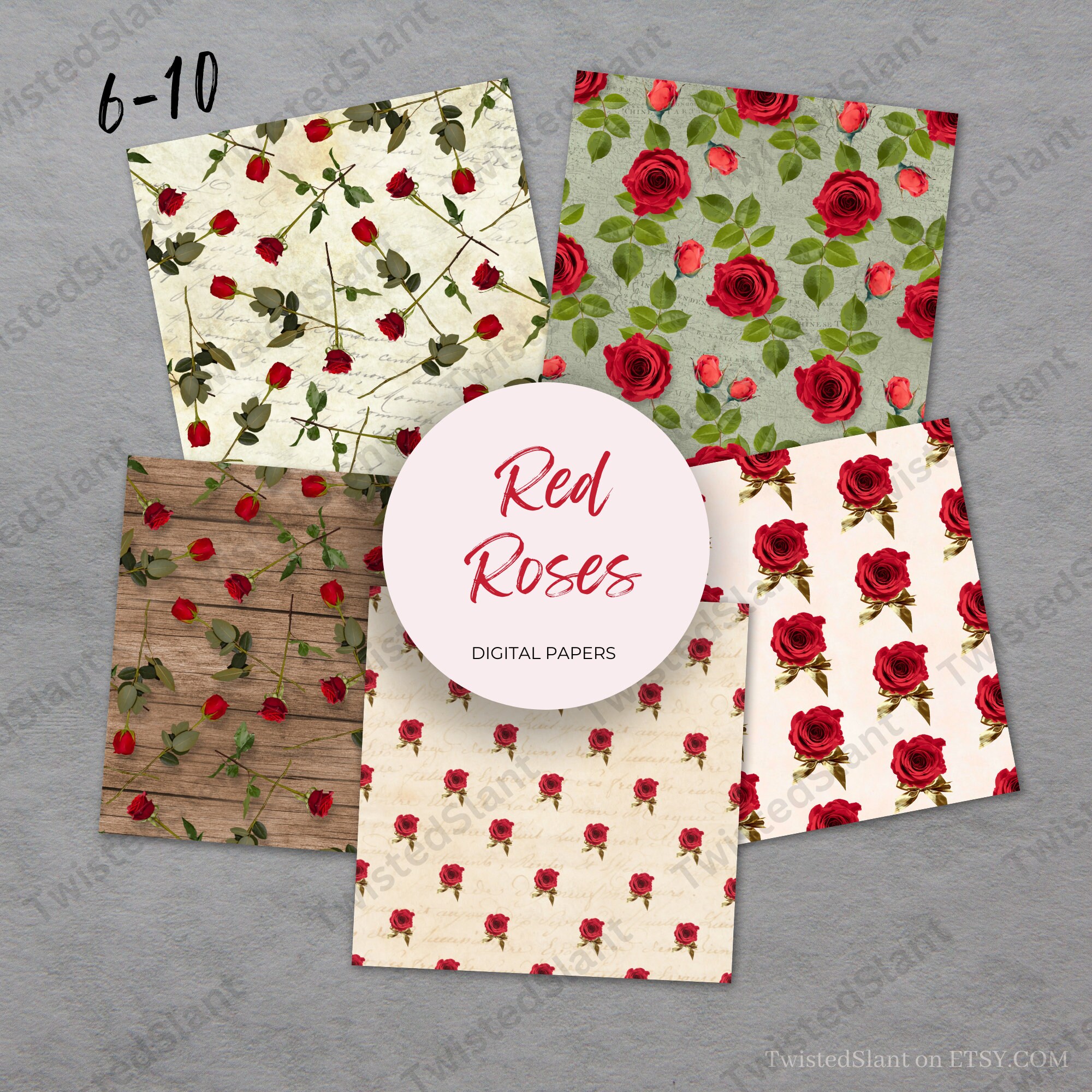 Red Rose Digital Paper, Seamless Papers, Crimson Red, Red Roses ...