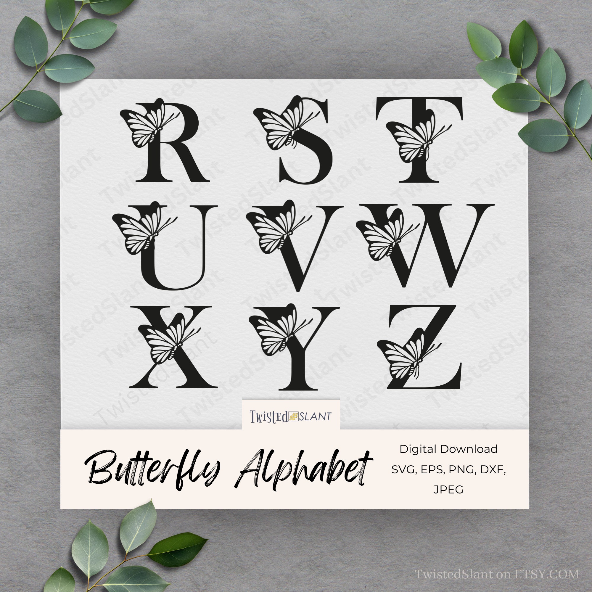 Monogram Svg With Butterfly INSTANT DOWNLOAD Butterfly Alphabet ...
