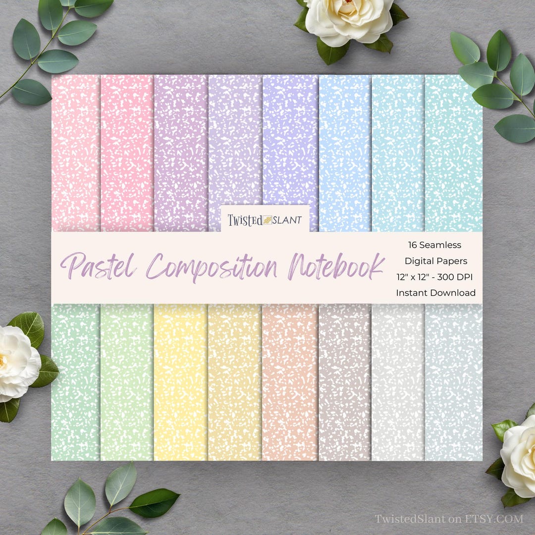 Composition Book Cover Digital Paper | INSTANT DOWNLOAD | College ...