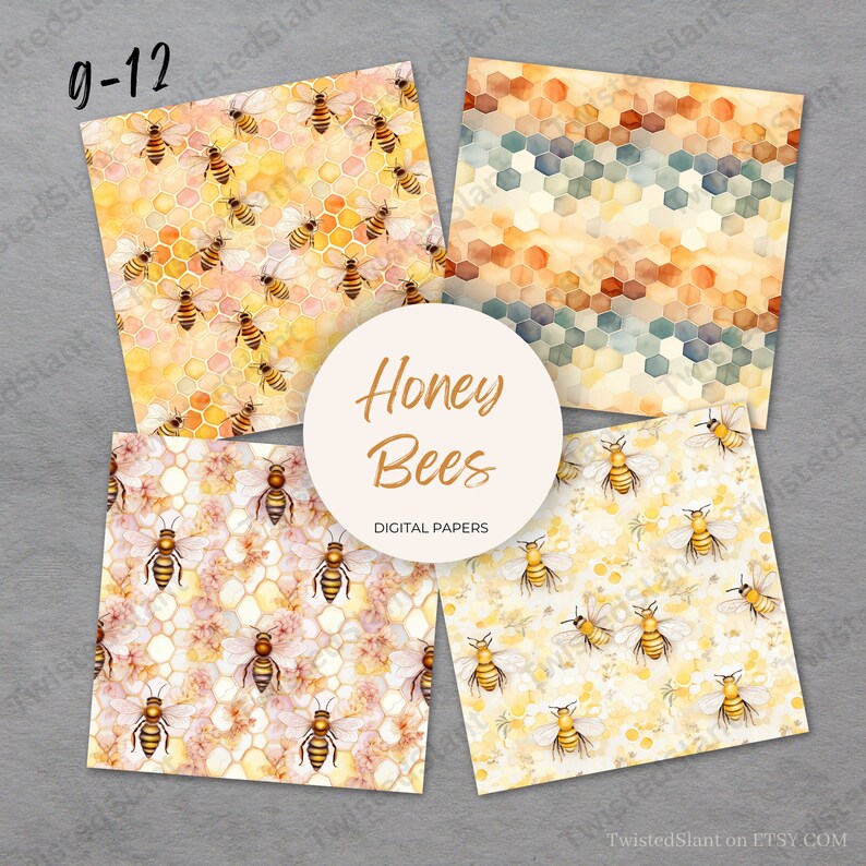 Honey Bee Digital Paper Seamless Pattern INSTANT DOWNLOAD Bee Digital ...