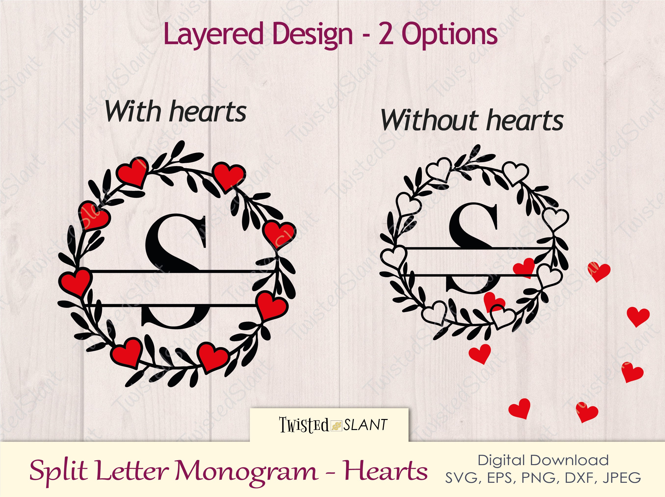 Heart Font Split Letter Monogram Svg Modern Font Split - Etsy